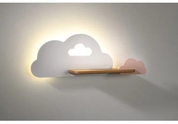 LED Dětské nástěnné svítidlo s poličkou CLOUD LED/5W/230V bílá/růžová
