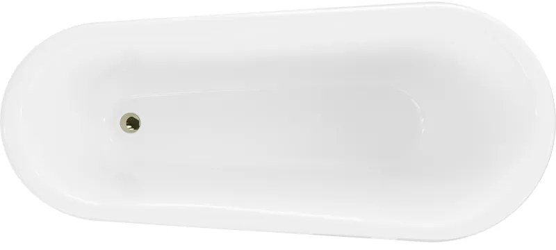 Mexen Retro, volně stojící vana 170 x 75 cm, bílá-černá, zlaté nohy, 53251707575-50