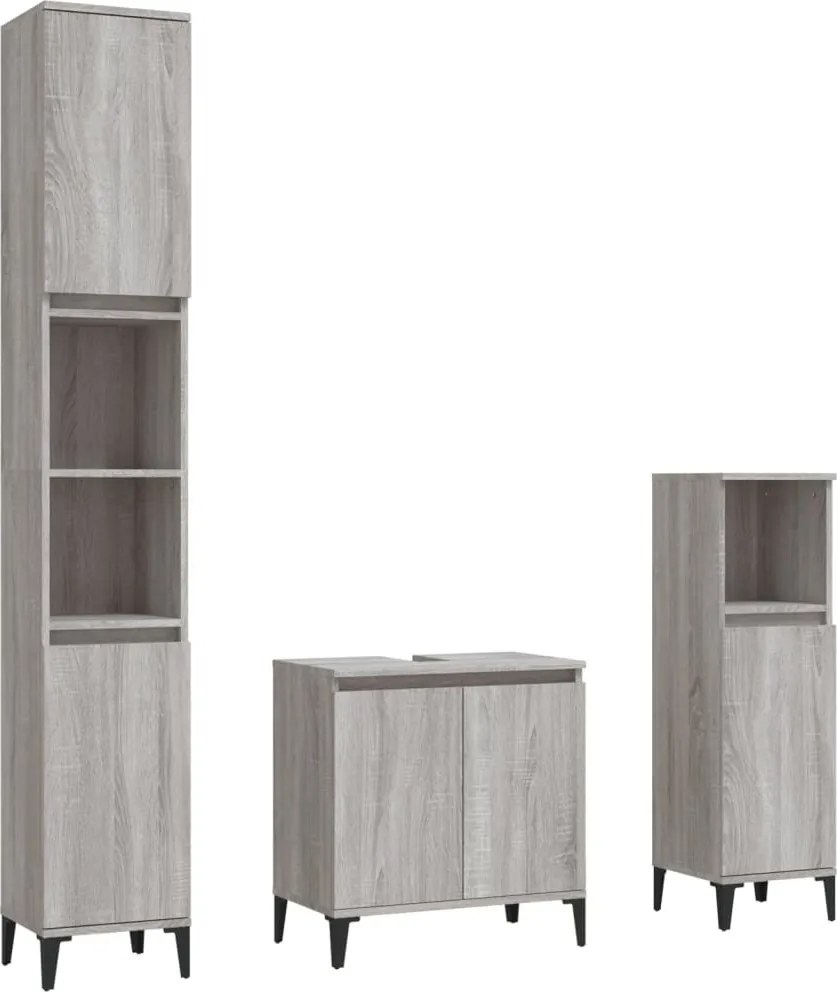 vidaXL 3dílný set koupelnového nábytku kompozitní dřevo [3185595] Barva: Černá