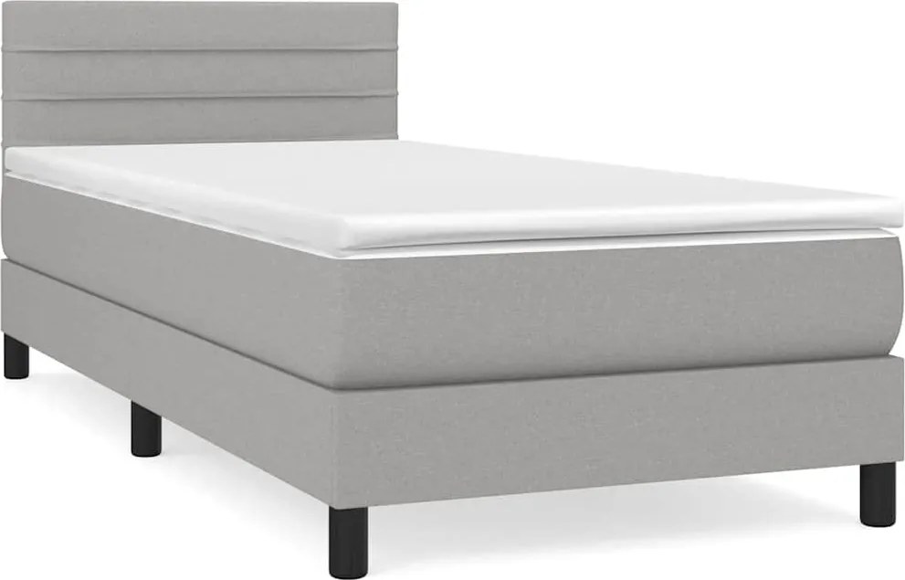 Box spring postel s matrací světle šedý 100 x 200 cm textil 3140113