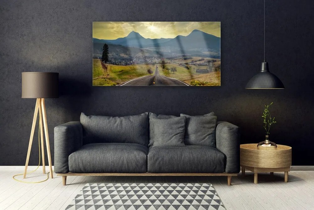 akrylový obraz Cesta Hora Krajina 120x60 cm