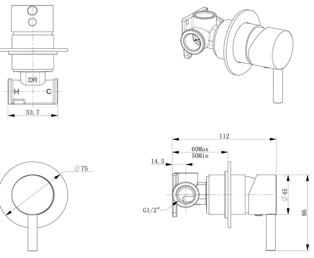 Sapho Sapho, RHAPSODY podomítková baterie s bidetovou sprškou, 5541-01