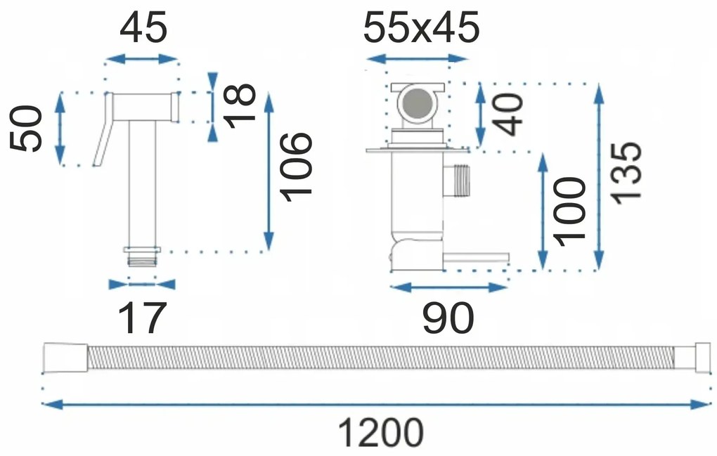 Rea Fenix, podomítková bidetová baterie, chromová, REA-B5126