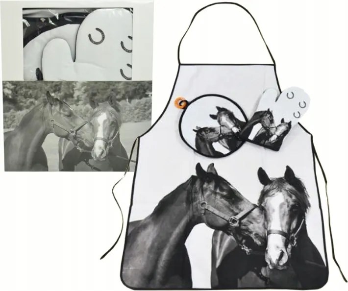 Kuchyňská sada Horse Retro Line Koně Zástěra Rukavice