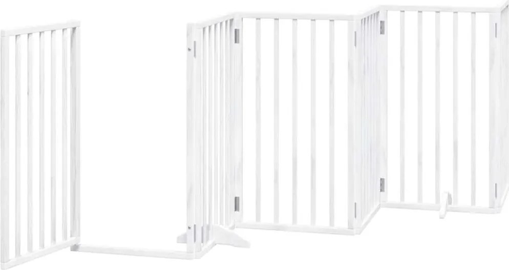 Zábrana pro psy s dvířky skládací 12 panelů bílá 600 cm topol 3155539