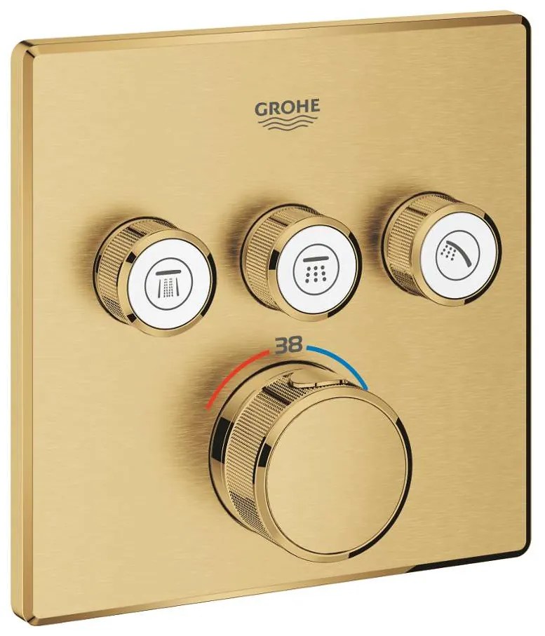 Grohe Grohtherm SmartControl - Termostatická baterie pod omítku, 3 ventily, kartáčovaný Cool Sunrise 29126GN0