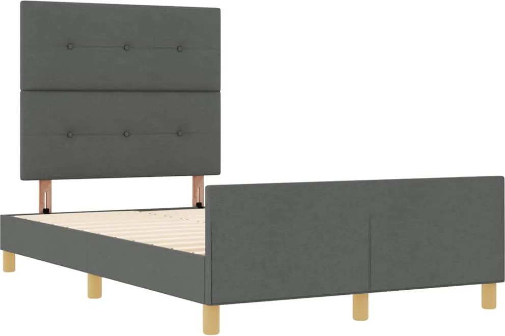 Rám postele s čelo Tmavě šedá 120 x 190 cm textil 3344712