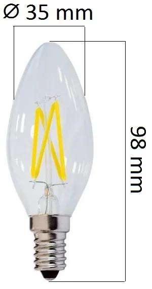 Retro  LED žárovka E14 4W 400lm, denní, filament, ekvivalent 32W DOPRODEJ