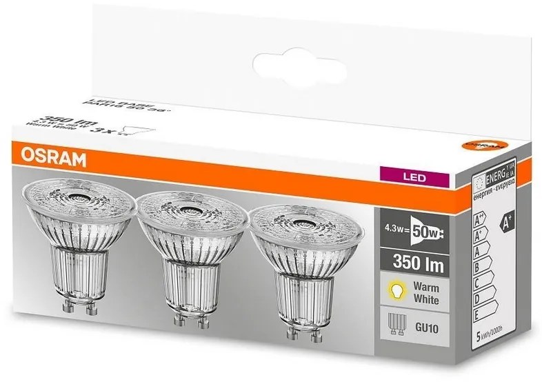 Osram SADA 3x LED Žárovka PAR16 GU10/4,3W/230V 2700K - Osram P22468