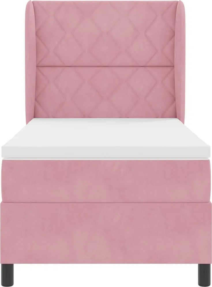 Postel s boxspringem s čelo Růžová 200 x 90 cm samet 3340969