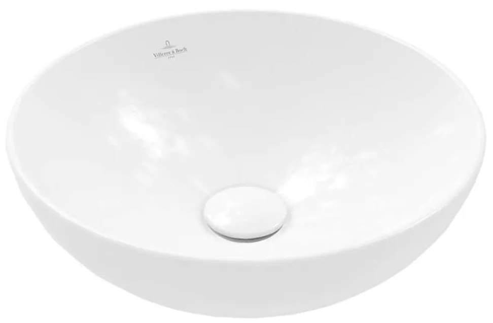 Villeroy & Boch Loop&Friends - Umyvadlo na desku, průměr 42 cm, bez přepadu, CeramicPlus, Stone White 4A4601RW