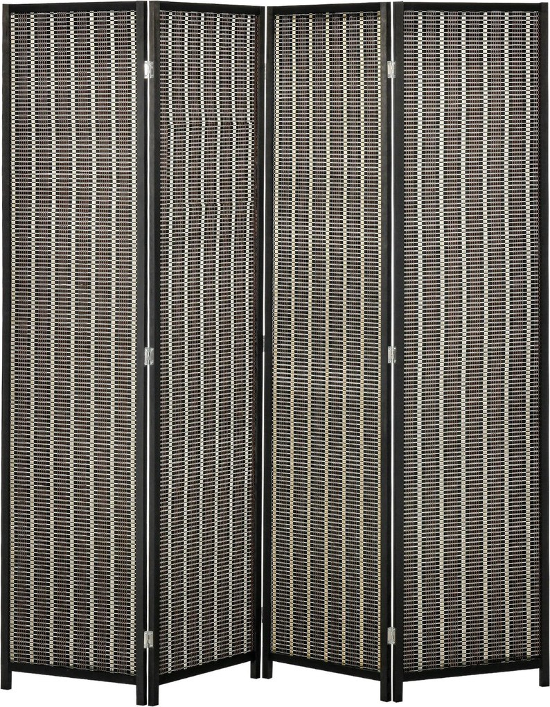 HOMCOM 4-panelový paraván 180 x 180 cm, bambusová zástěna, skládací, oddělovací stěna pro obývací pokoj, hnědá | Aosom
