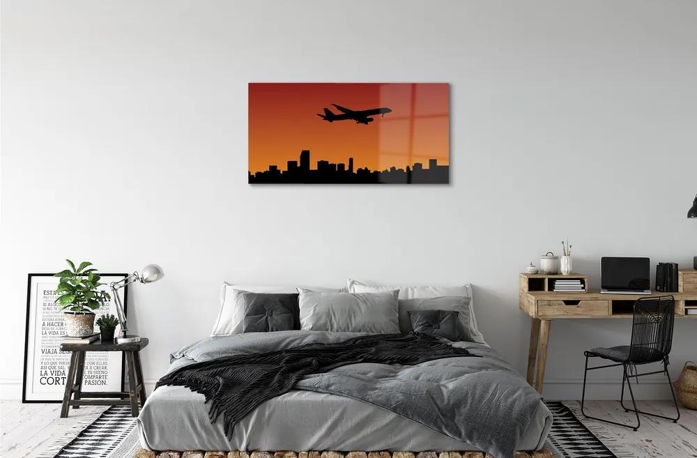 Obraz na skle Letadlo a slunce oblohu 125x50 cm