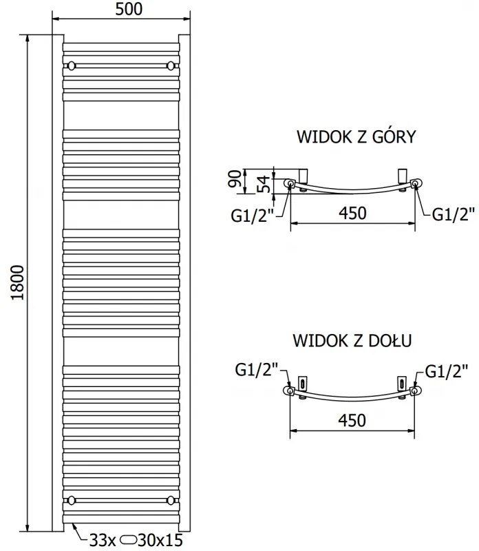 Mexen Helios, elektrické topné těleso 1800 x 500 mm, 900 W, černá, W103-1800-500-2900-70