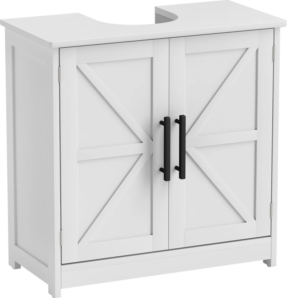 HOMCOM skříňka pod umyvadlo, koupelnová skříňka s 2 magnetickými posuvnými dveřmi a policemi, 60 x 30 x 60 cm, bílá