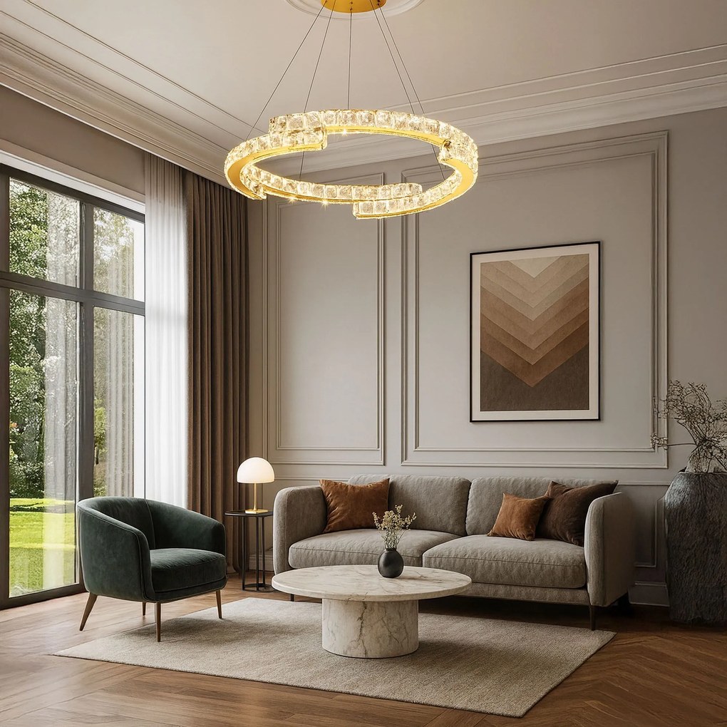 Toolight Toolight, LED závěsné osvětlení 60cm, 45W, 4000K, 2500lm, APP1771-CP, zlatá, OSW-04349