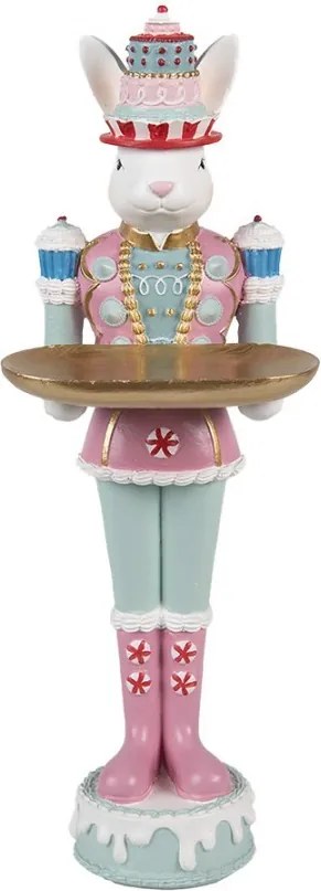 Dekorace králík ve zdobném obleku s podnosem - 9*8*25 cm