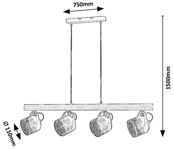 Rabalux 3300 - Lustr na lanku ROTEM 4xE14/40W/230V
