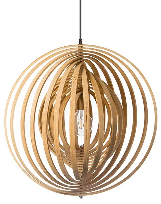 Designová kulatá závěsná lampa v barvě dřeva - řada
