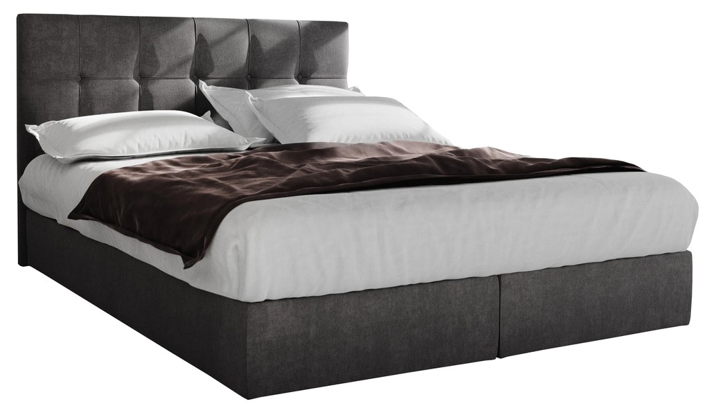 Manželská postel Boxspring 140 cm Porto Comfort (šedá) (s matrací a úložným prostorem). 1056298