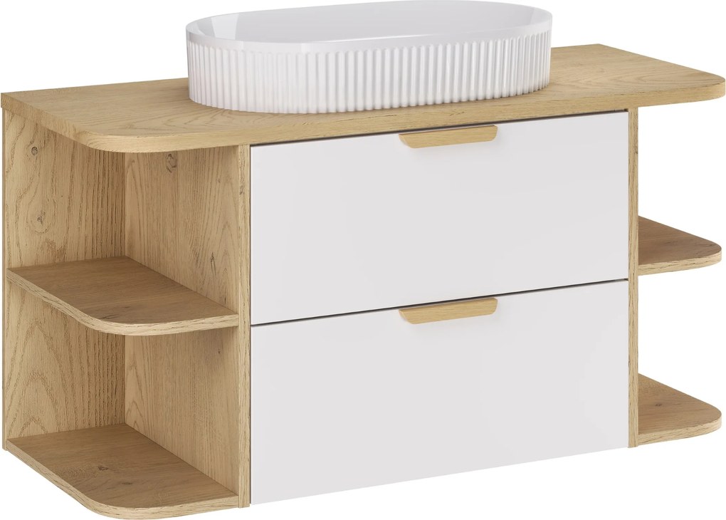 Comad Koupelnová skříňka s deskovými umyvadly set Aster White 100 bílá/dub cremona