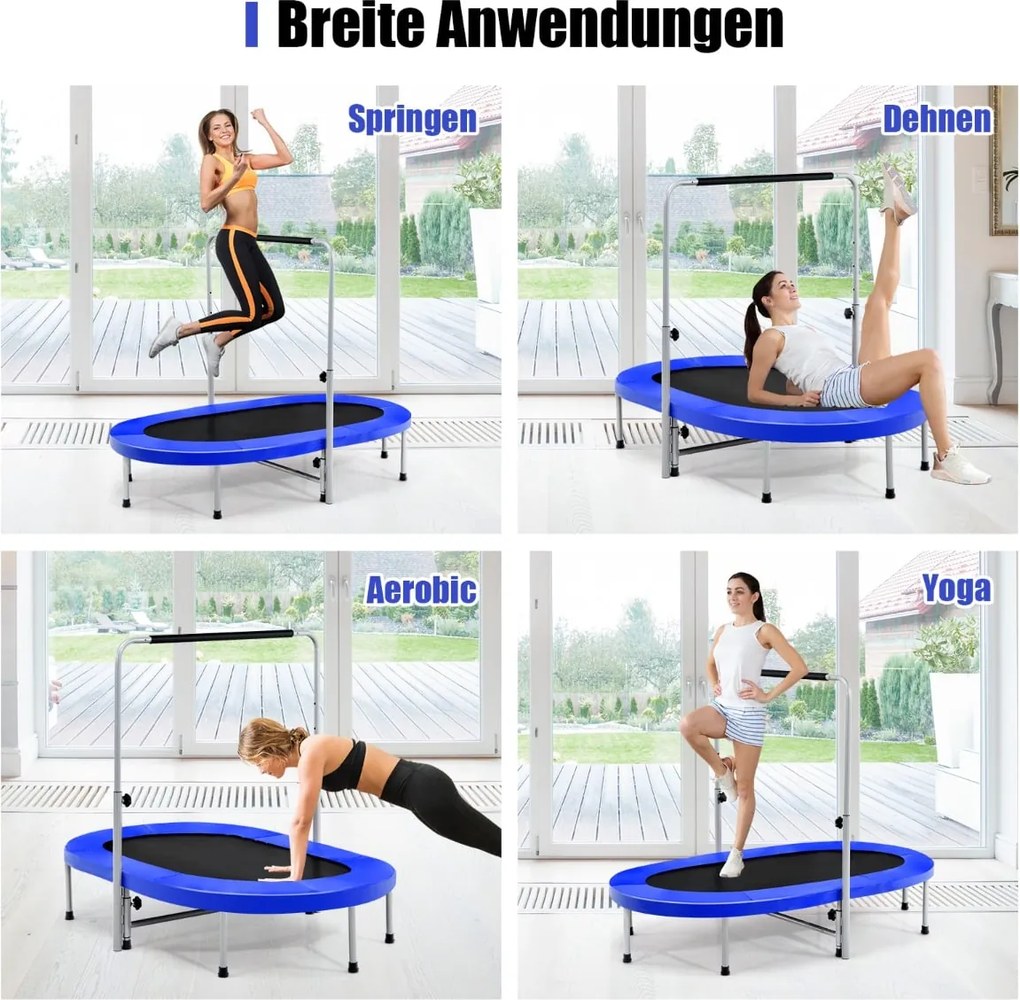 Costway Trampolína pro 2 osoby s výškově nastavitelným madlem mini trampolína