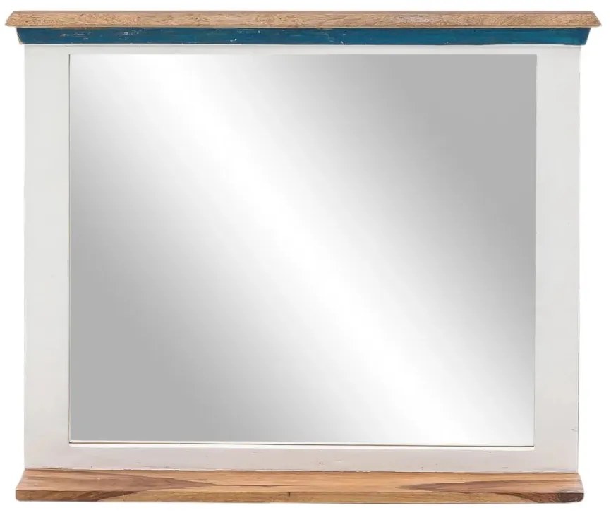 furniture-nabytek.cz - Masivní koupelnové zrcadlo Perano z recyklovaného dřeva, lakované, bílé / hnědé – 70×14×70 cm