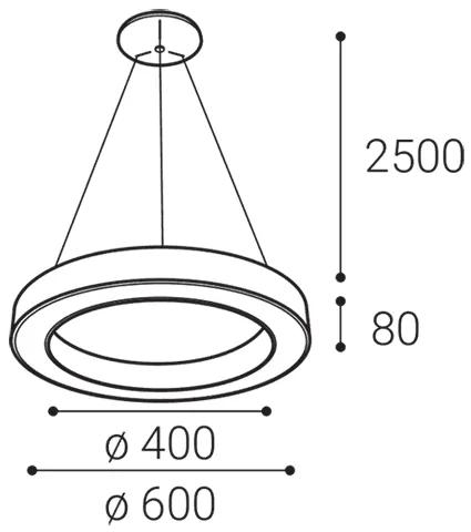 Led2 Závěsné LED svítidlo SATURN P-Z ø 60 cm, 3000/4000K Barva: Černá, Stmívání: Casambi TW