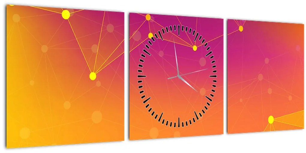 Barevný abstraktní obraz (s hodinami) (90x30 cm)