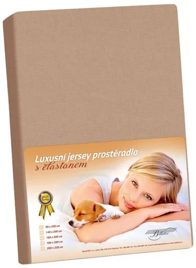 Bellatex prostěradlo jersey s elastanem kávová rozměr 180x200x40 cm