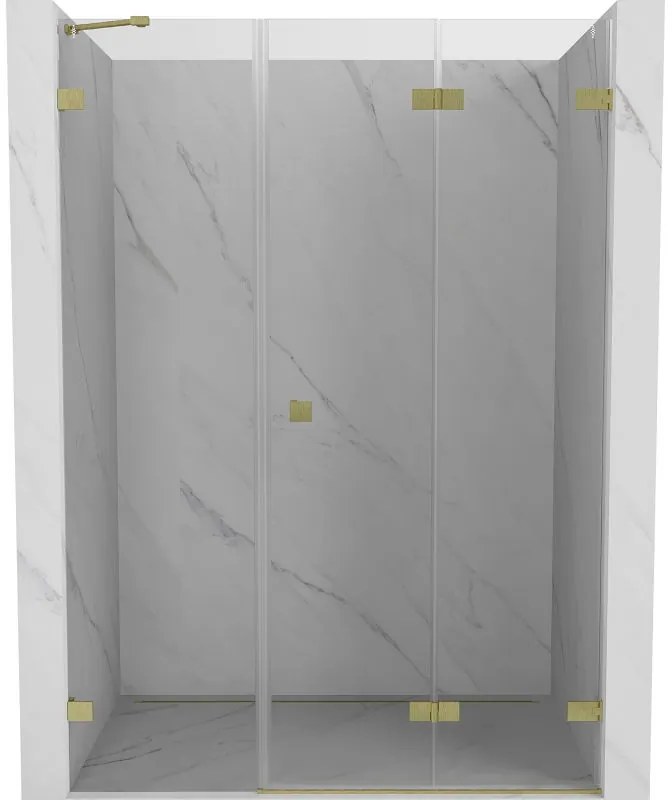 Mexen Lunar-F sprchové dveře skládací pravé 110 cm, transparentní, zlaté kartáčované - 836S-110-050-55-00-P