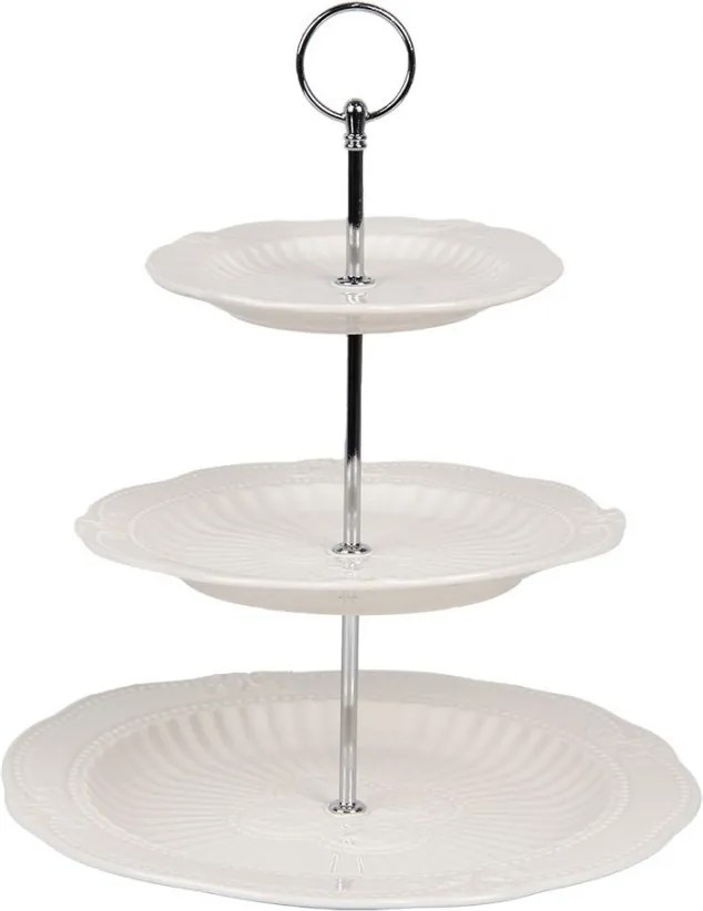 Elegantní 3-patrový porcelánový etažér - Ø 26*31 cm