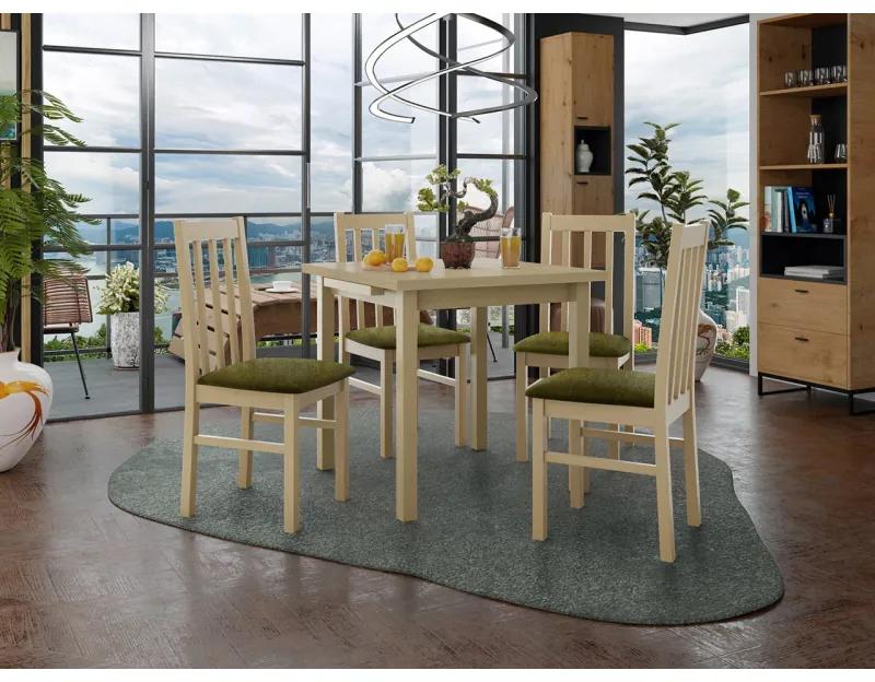 Rozkládací jídelní stůl se 4 židlemi AL14, Barva dřeva: ořech-L, Potah: Zetta 300