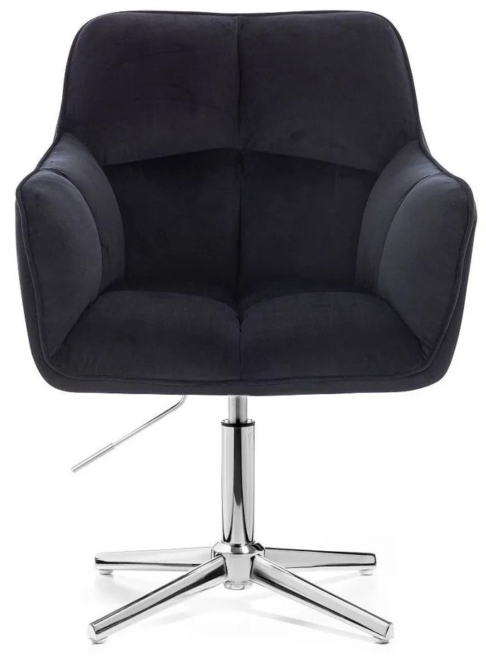 LuxuryForm DESIGN Otočné křeslo AMALFI VELUR na stříbrném kříži - černé