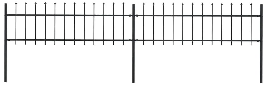 Zahradní plot s kopím nahoře ocelový 359 x 60 cm černý