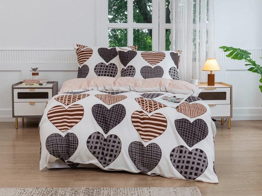 Flanelové povlečení z mikrovlákna STRIPE HEART barevné Rozměr povlečení: 70 x 90 cm | 140 x 200 cm