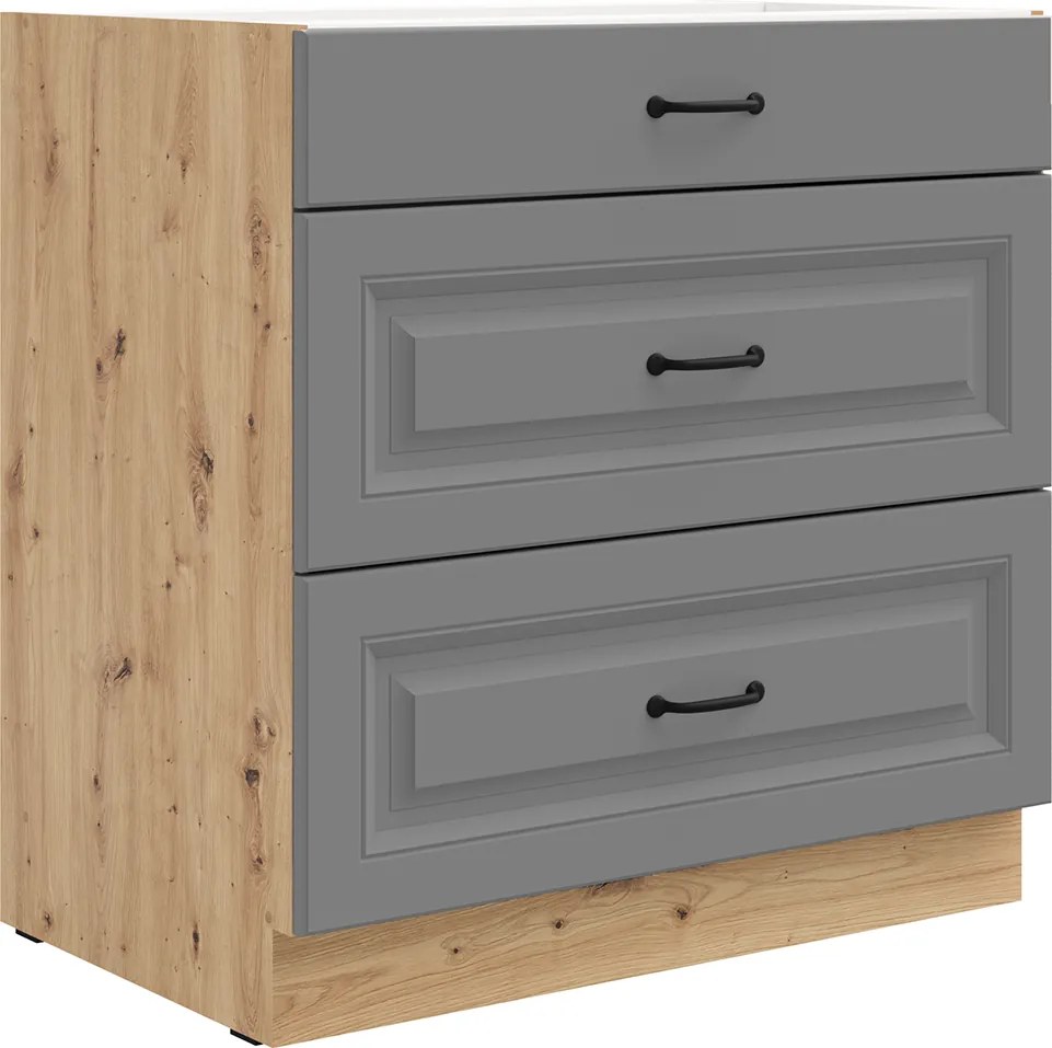 Kuchyňská linka STILO ad | 120 + 230 cm | PREMIUM BOX zásuvky | UNI dvířka | artisan/šedá