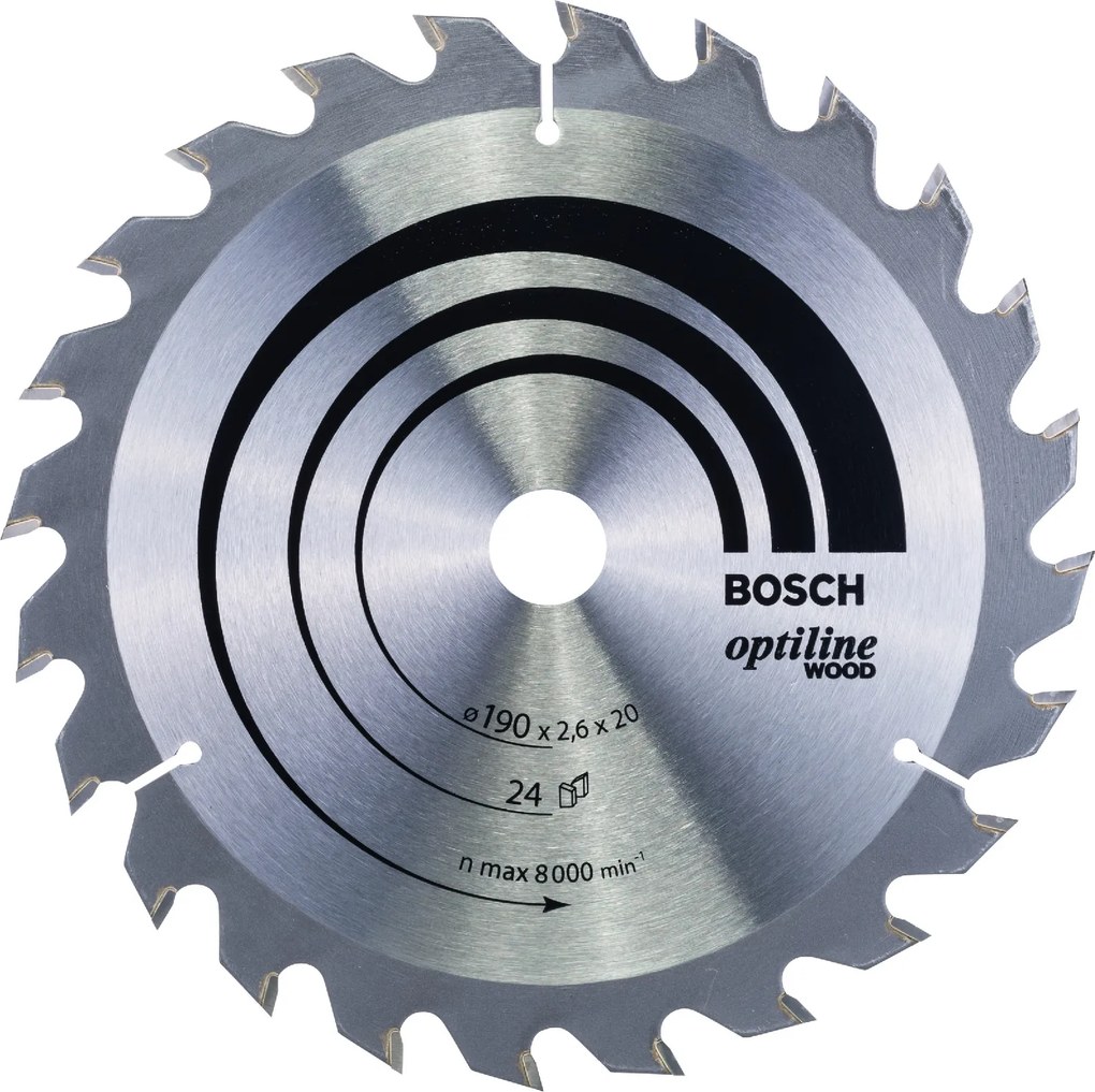 Bosch pilový kotouč Optiline Wood 190x20 24WZ Dostupné varianty: Pilový kotouč Bosch Optiline Wood 190x20 mm/48z.