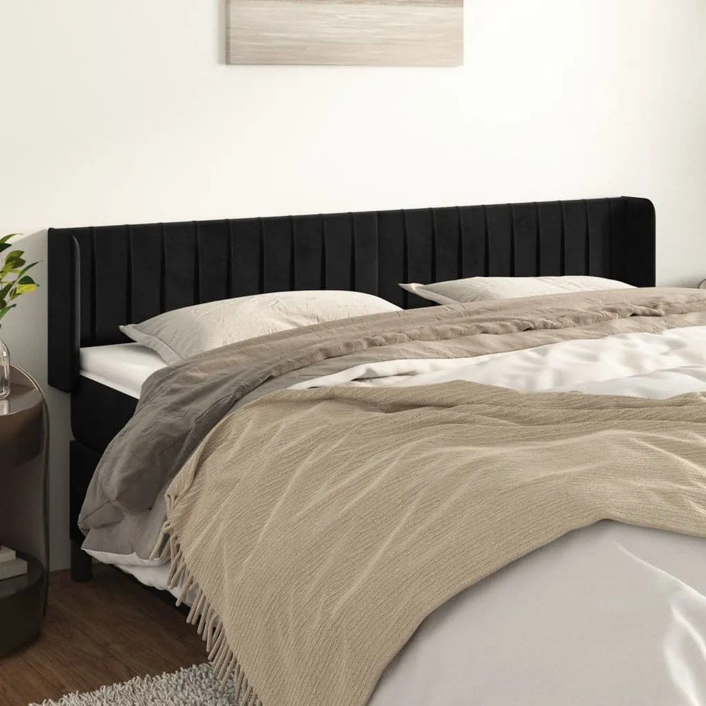 Čelo postele typu ušák černé 163x16x78/88 cm samet 3119062