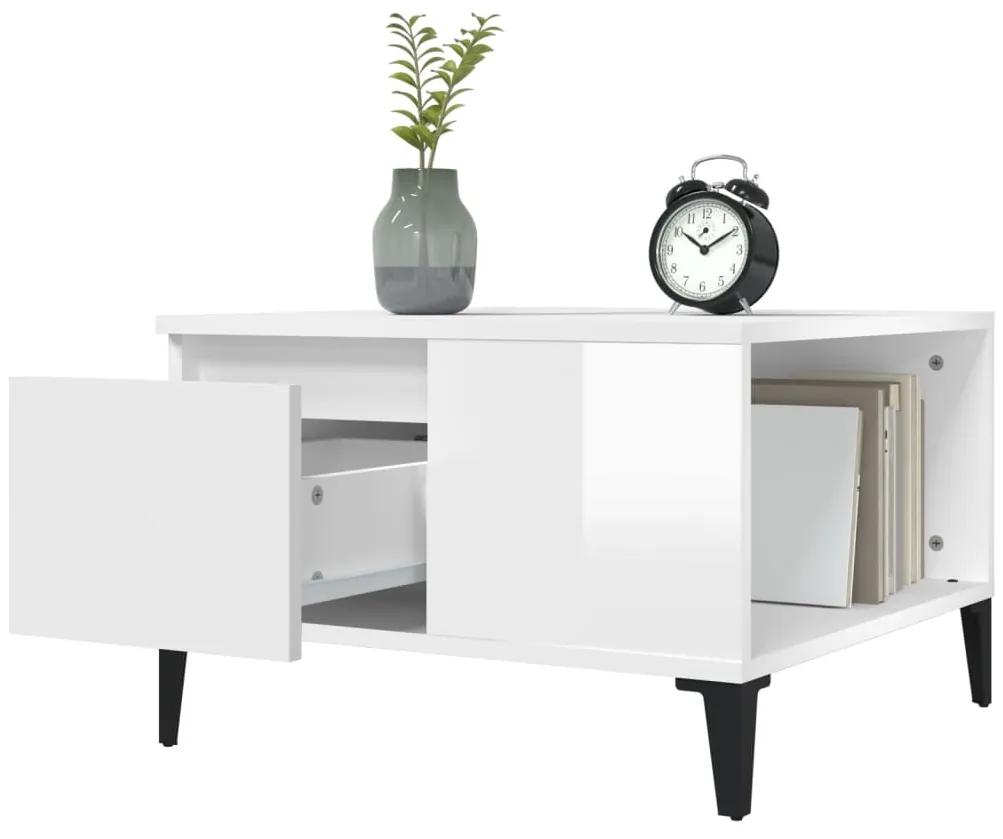 Konferenční stolek lesklý bílý 55x55x36,5 cm kompozitní dřevo