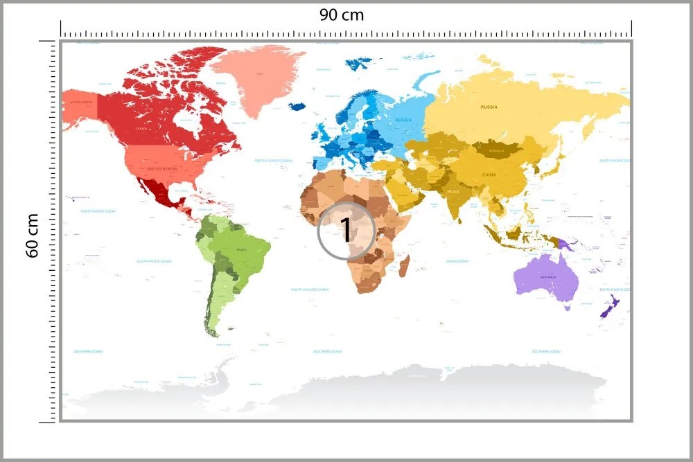 Fototapeta Mapa Světa Omyvatelný vlies 104x70.5