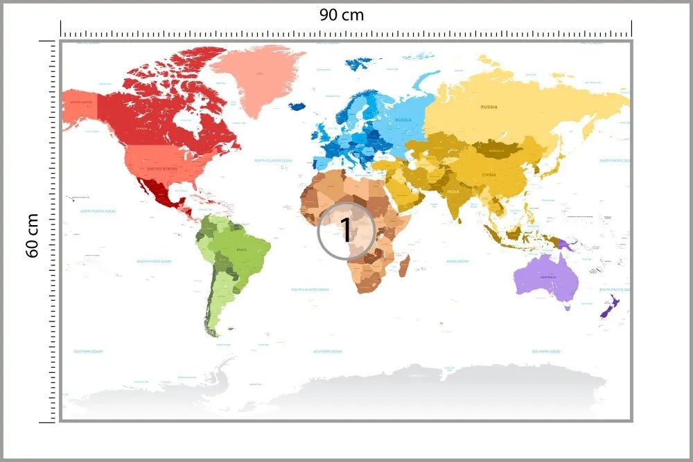 Fototapeta Mapa Světa Omyvatelný vlies 360x240