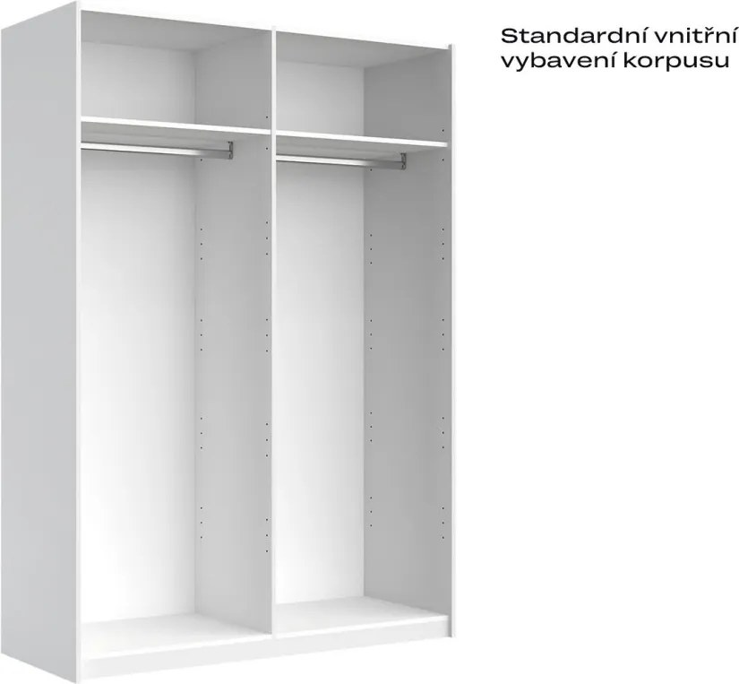 Skříň s posuvnými dveřmi 1,5x2,1m (Dveře Lesklé Bílé), série N Family