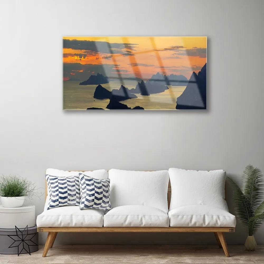 akrylový obraz Moře Skály Hory Krajina 100x50 cm