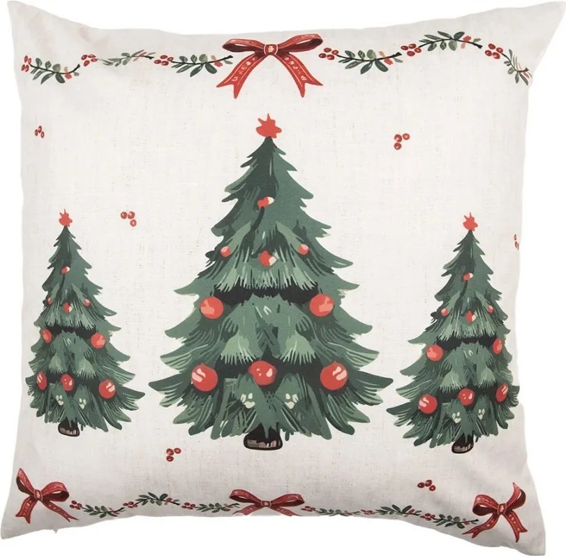 Béžový polštář se stromky Christmas Harmony - 45*45*4 cm