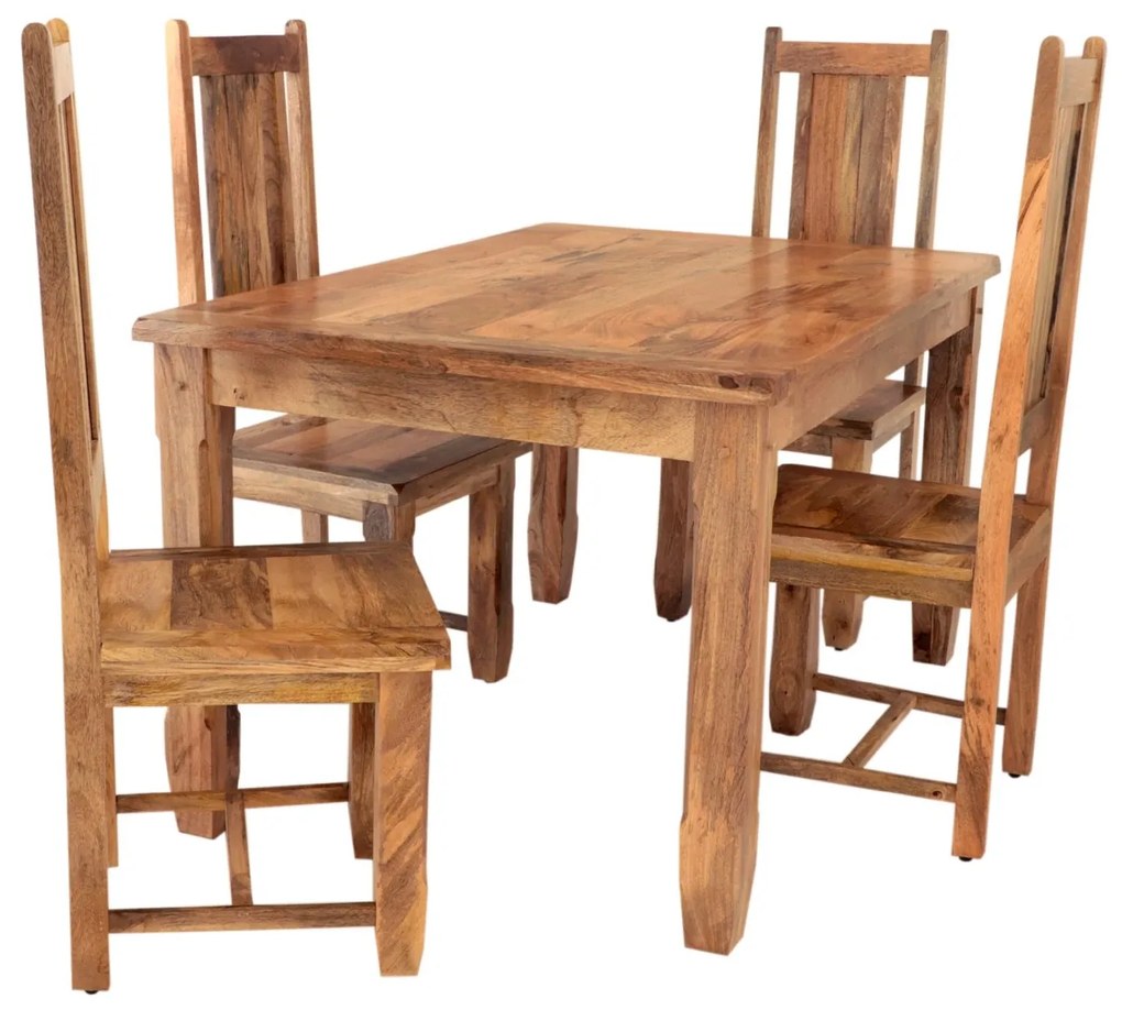 furniture-nabytek.cz - Malý jídelní set pro 4 osoby z dřeva mango