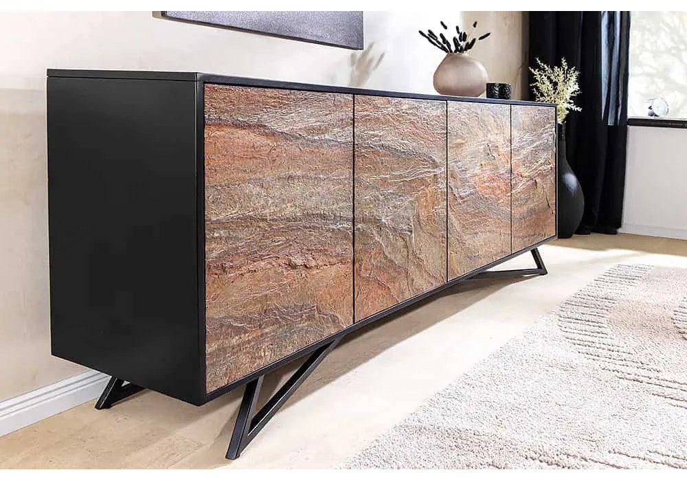 Massive home | Luxusní komoda MOUNTAIN SOUL z akáciového masivu a přírodního kamene 175cm