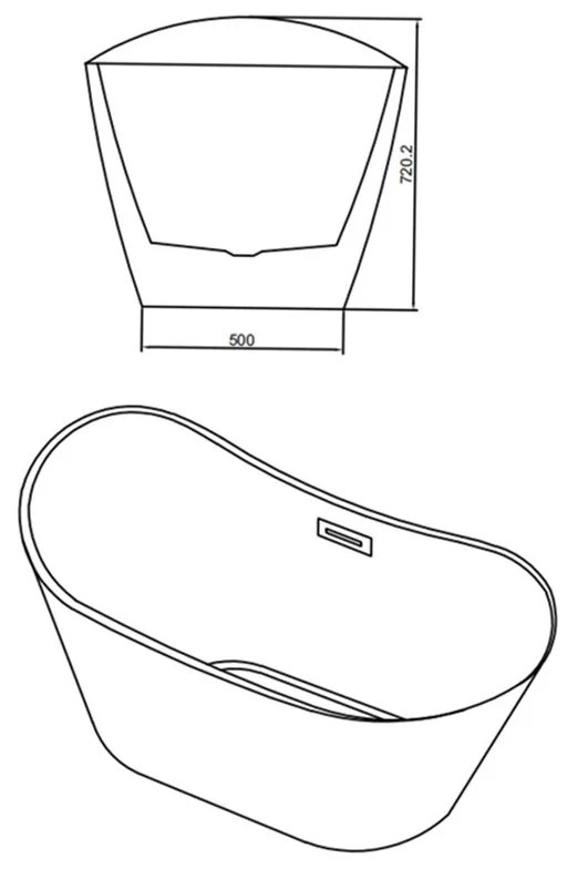 BPS-koupelny Volně stojící akrylátová vana HYD-RIC513D 180x80 bílá, odtokový komplet zlatý kartáčovaný