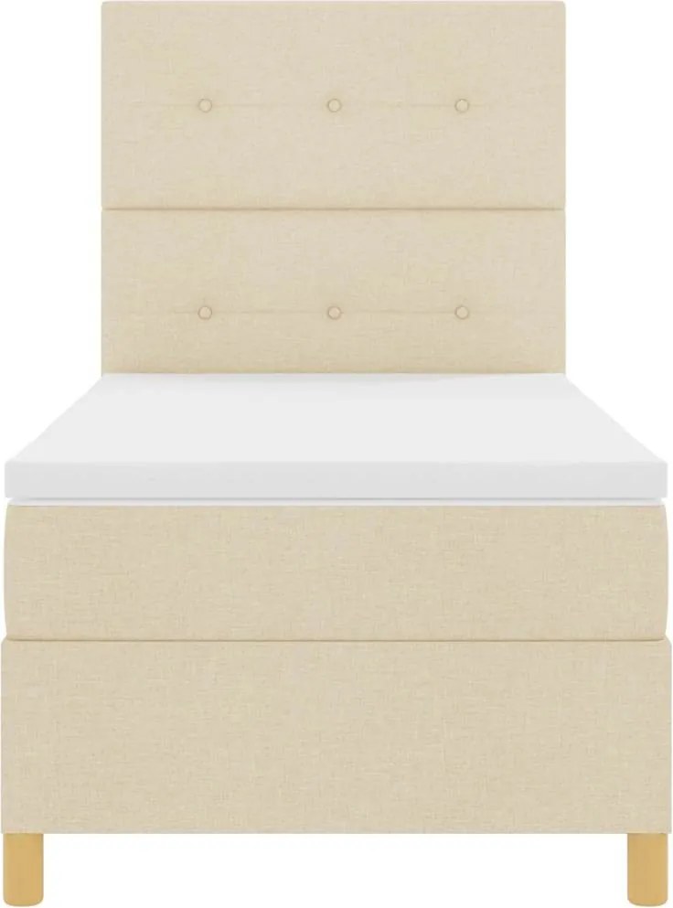Postel s boxspringem s čelo Krémová 100 x 200 cm textil 3339600
