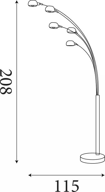 Searchlight EU3085-5CBK Stojací oblouková lampa GIRAFFE černé sklo, mramor